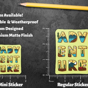Adventure Sticker, Scenic Landscape Letter Design, Outdoor Sticker ...
