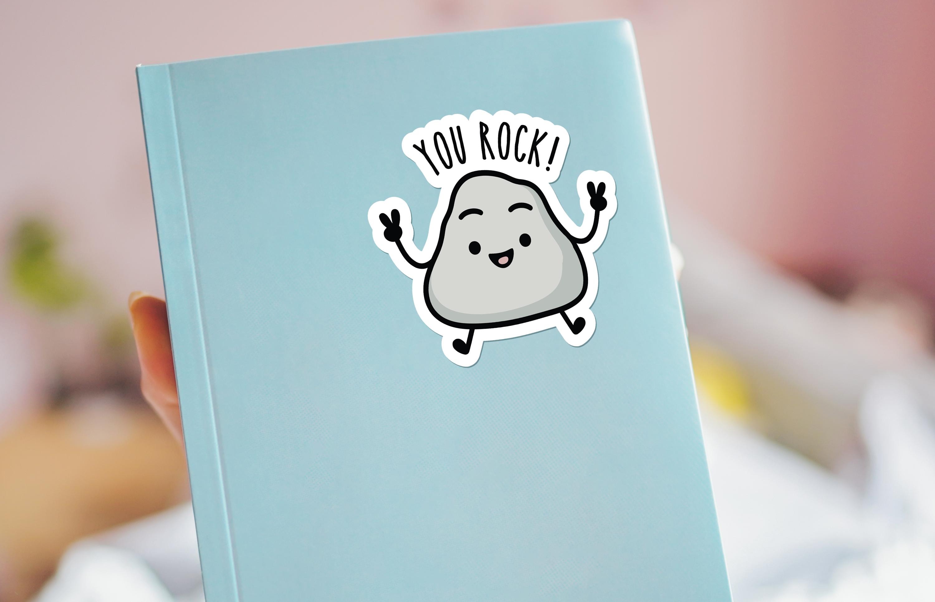 You Rock Sticker, Cute Pebble Design, Positive Vibes, Minimalist Rock ...