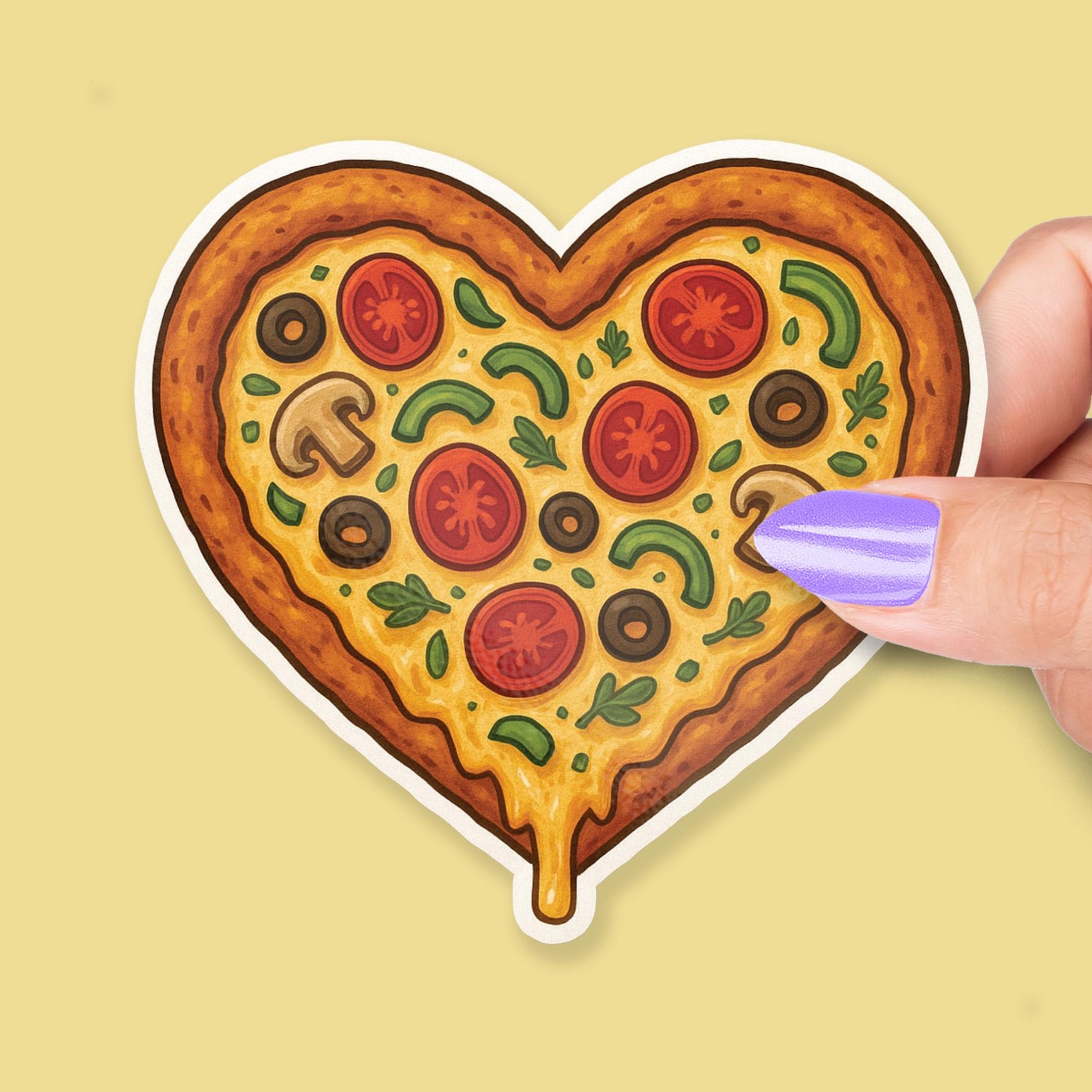 Veggie Heart Pizza Sticker, Cute Vegetarian Food Pun, Funny Pizza Lover ...