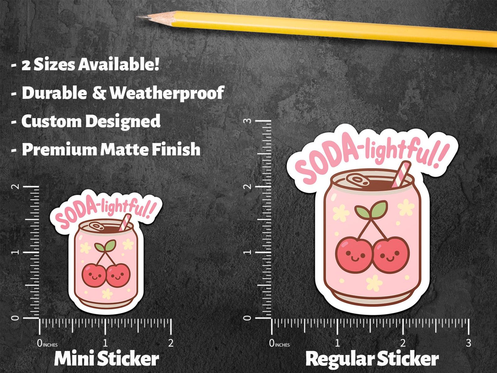 Soda-lightful Sticker, so Delightful Soda Can With Cherries, Cute Pink ...