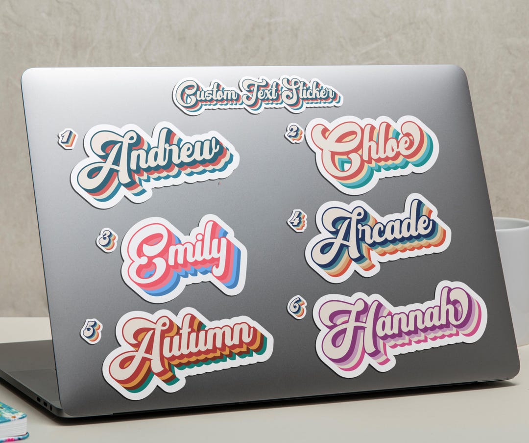Personalized Retro Name Sticker – Custom Text Decal, Groovy Vinyl ...