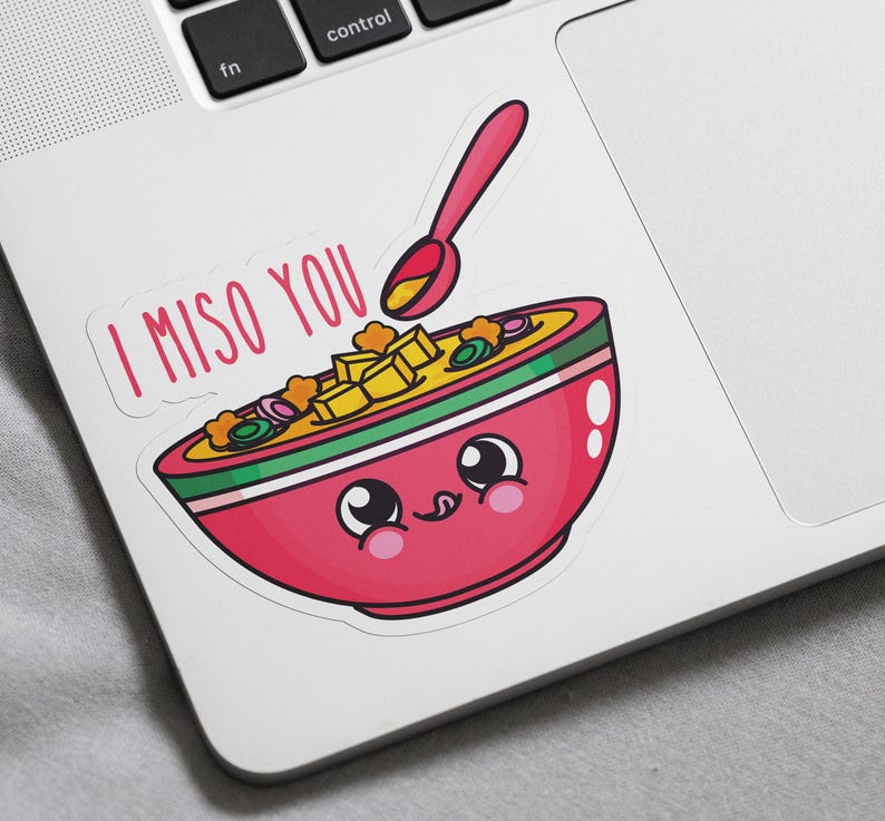 I Miso You Sticker, Cute Miso Soup Punny Sticker, I Miss You Sticker ...