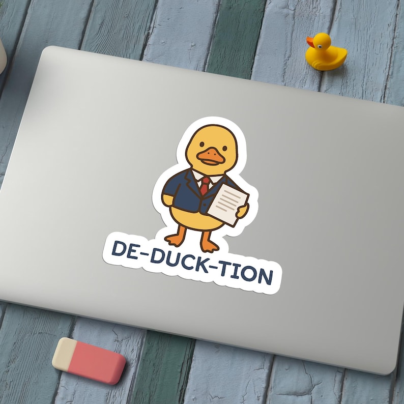 De-duck-tion Deduction Duck Sticker, Cute Duck Accountant Pun, Funny ...
