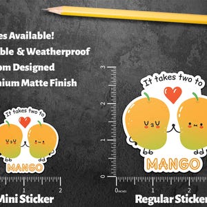 It Takes Two to Mango! - Cute Mango Sticker, Funny Pun Design, Adorable ...