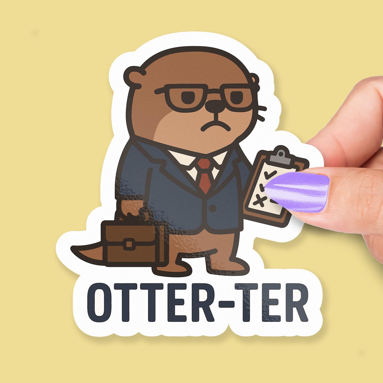 Otter-ter Auditor Sticker, Cute Otter With Clipboard, Funny Accountant ...
