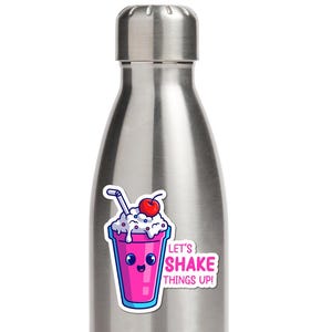 Shake It up - Cute Milkshake Sticker, Fun Pun Design, Adorable Vinyl ...