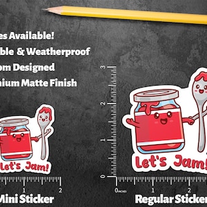Let's Jam Sticker - Dancing Jam and Spoon Vinyl Sticker, Fun Foodie Pun ...