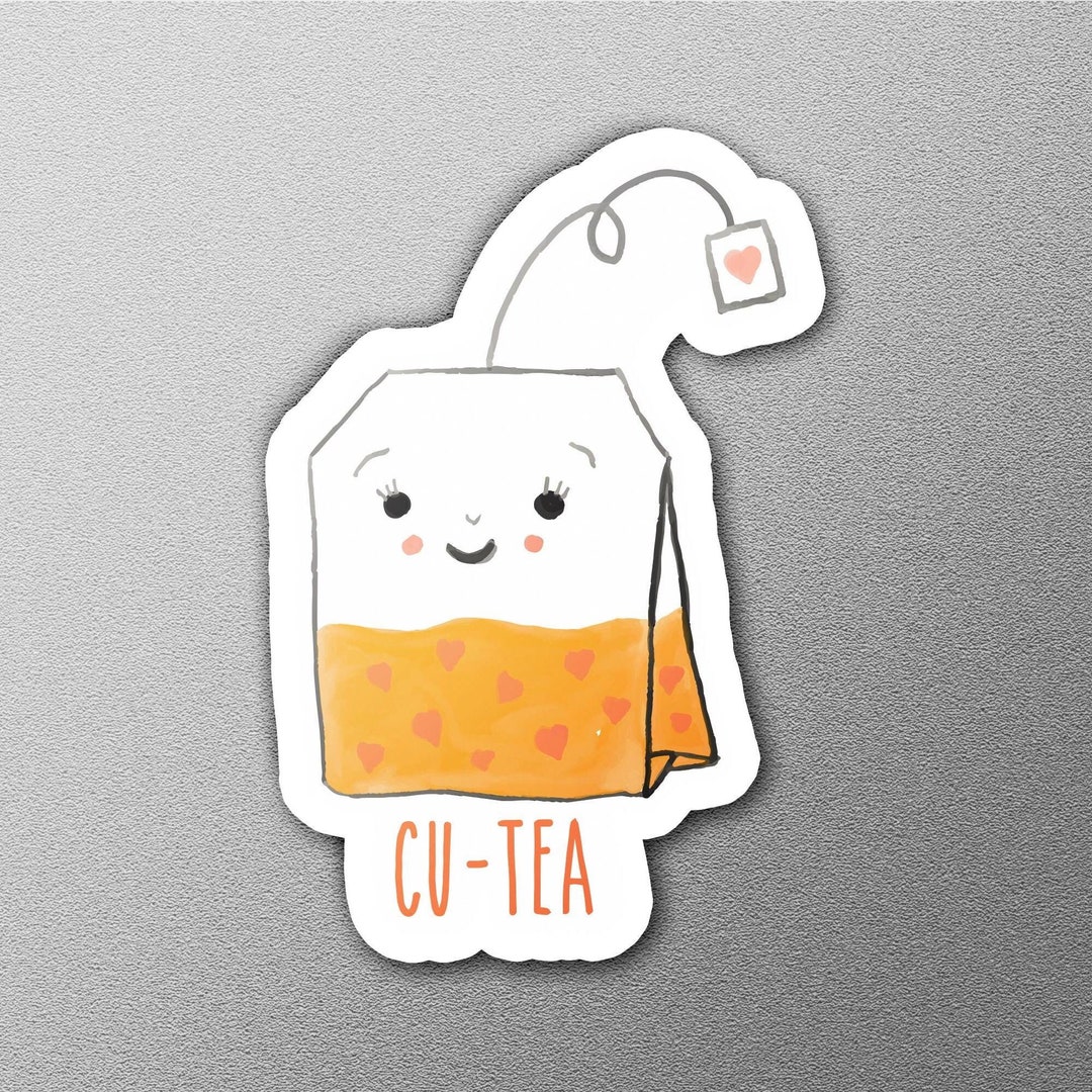 Cu-tea - Cute Tea Bag Sticker, Adorable Pun Design, Tea Lover Gift ...