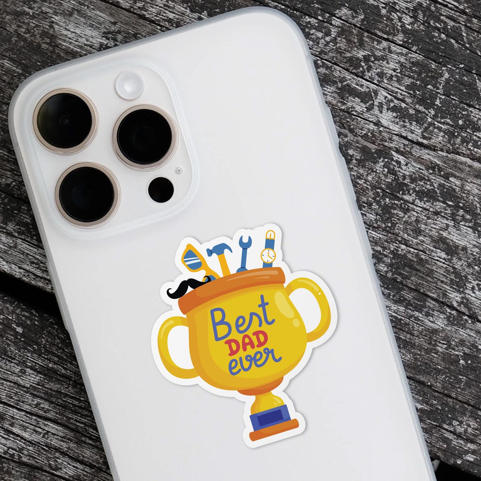 Best Dad Ever Sticker, Trophy With Tools, Father’s Day Gift, Funny Dad ...