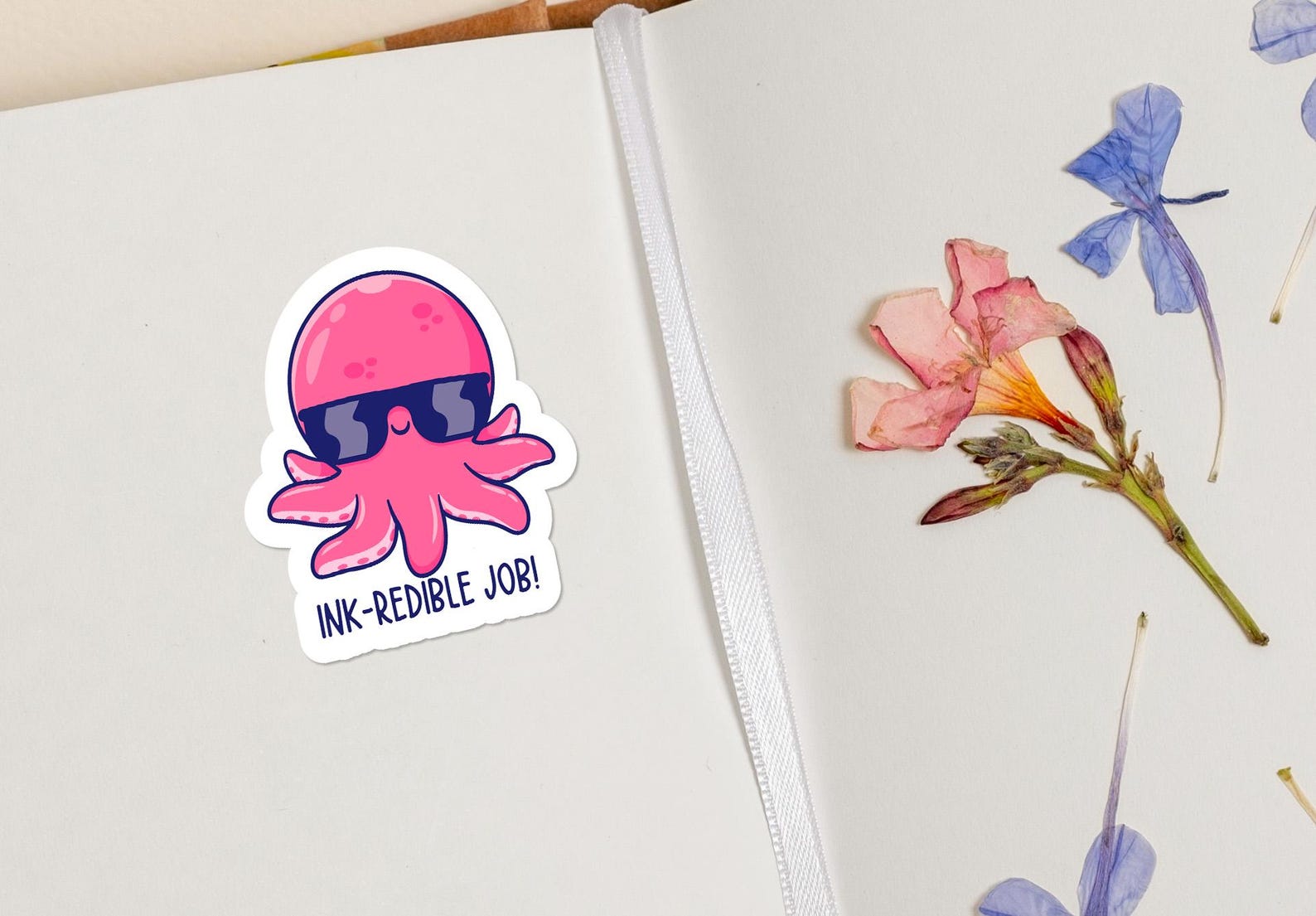 Ink-credible Job! Sticker, Cute Octopus Pun, Funny Work Compliment ...