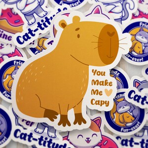 You Make Me Capy! - Cute Capybara Sticker, Fun Pun Design, Adorable ...