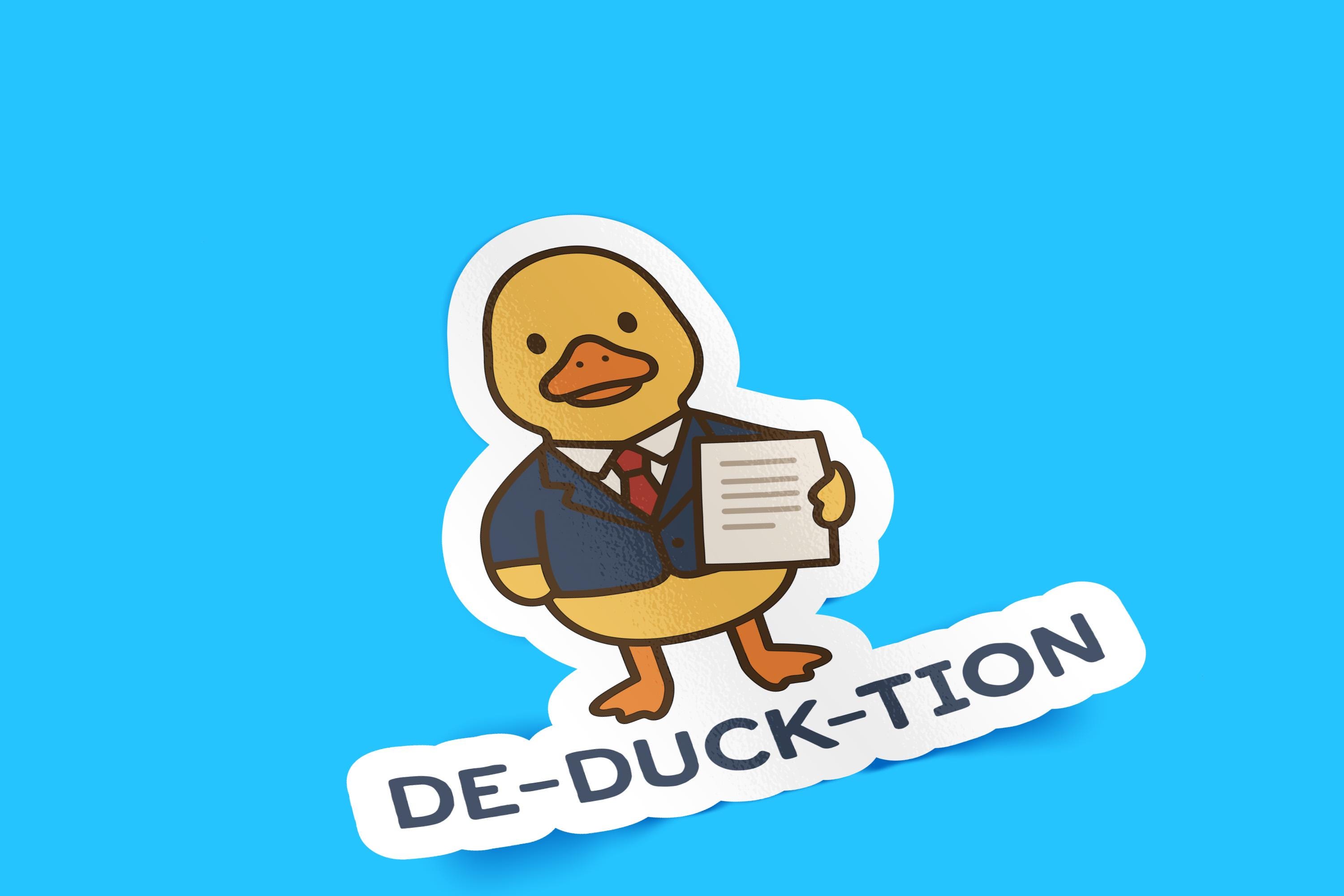 De-duck-tion Deduction Duck Sticker, Cute Duck Accountant Pun, Funny ...