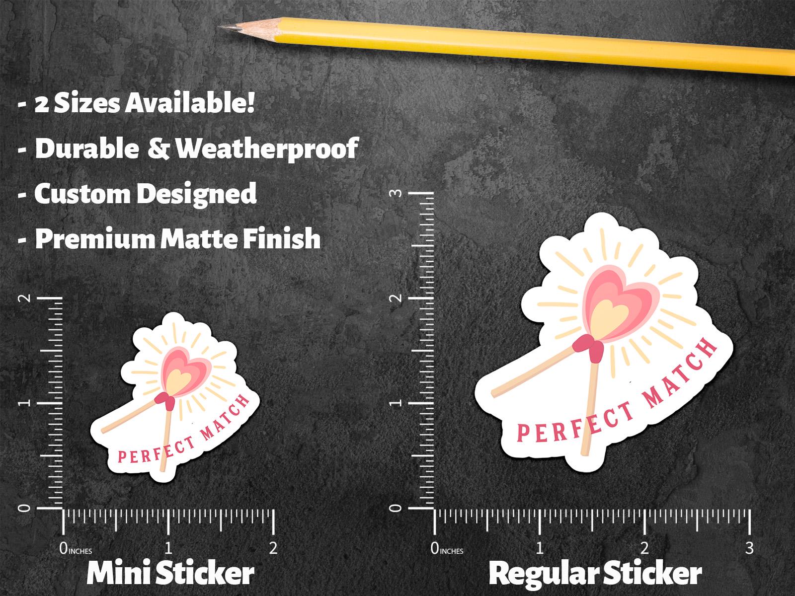 Perfect Match Sticker, Two Matches Forming Heart Flame, Cute Love Pun ...