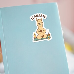 Llamaste Sticker, Namaste Cute Meditating Llama Pun, Funny Yoga or Zen ...