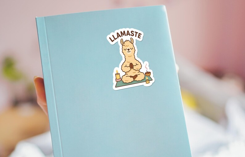 Llamaste Sticker, Namaste Cute Meditating Llama Pun, Funny Yoga or Zen ...