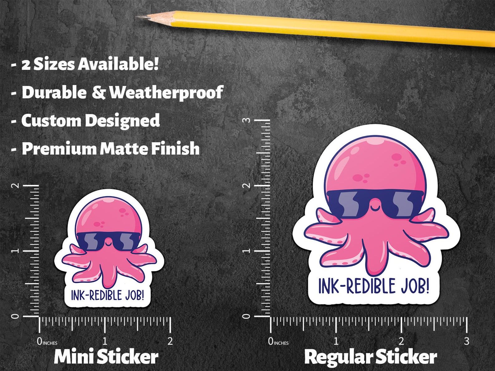 Ink-credible Job! Sticker, Cute Octopus Pun, Funny Work Compliment ...