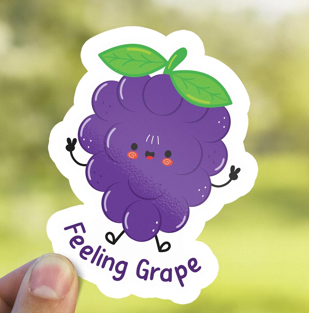 You're Grape! You're Great Sticker, Fruit Pun, Cute Grape Design ...