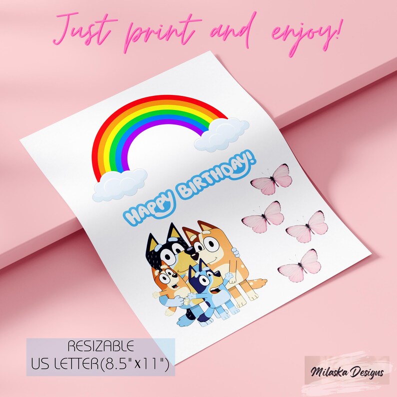 Bluey Cake Topper Set, Printable Kids Birthday Design, Instant Download ...