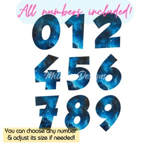 Galaxy Cake Topper With Numbers, Printable Kids and Adult Birthday ...