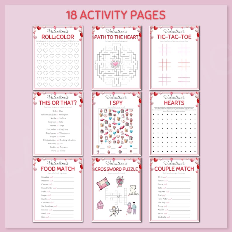 Paquete de actividades imprimibles para el Día de San Valentín. Páginas ...