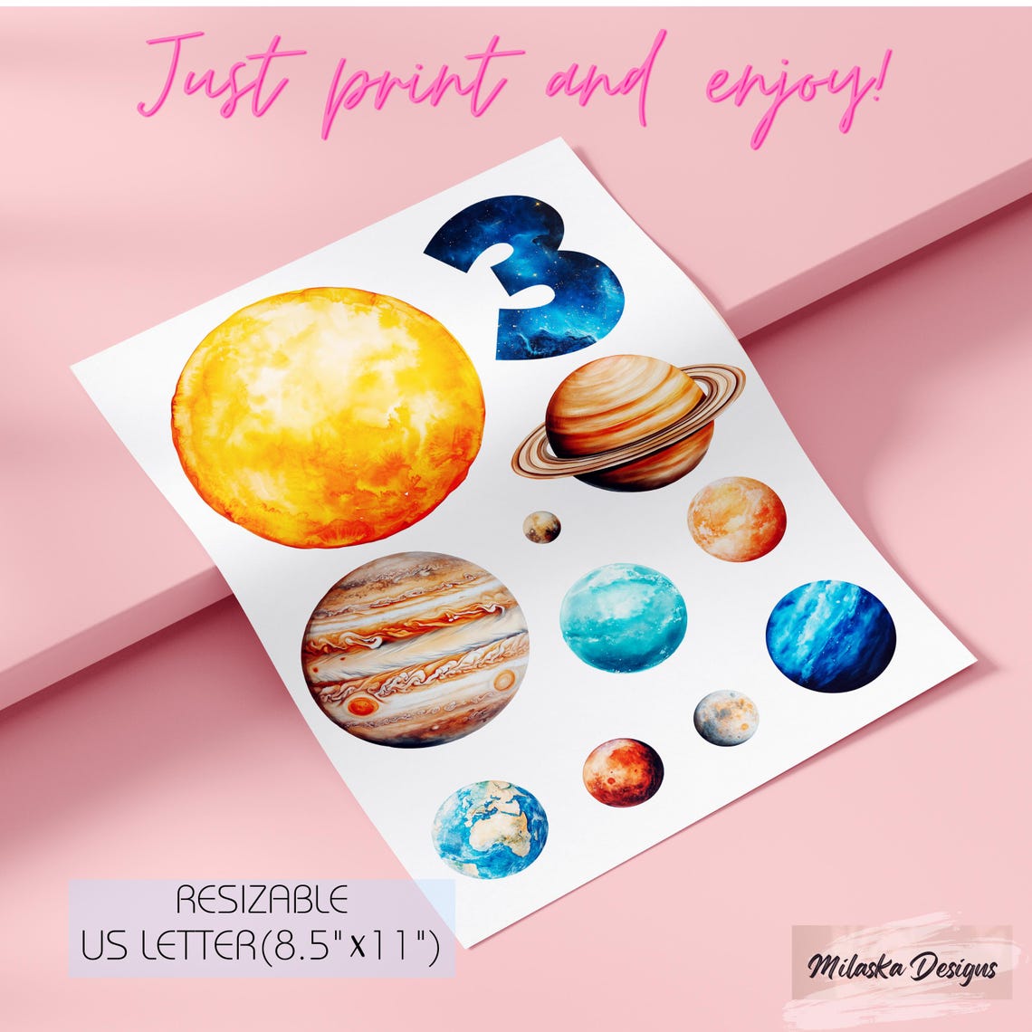 Galaxy Cake Topper With Numbers, Printable Kids and Adult Birthday ...