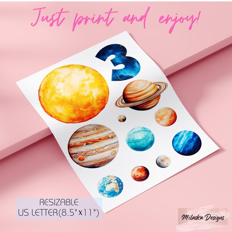 Galaxy Cake Topper With Numbers, Printable Kids and Adult Birthday ...