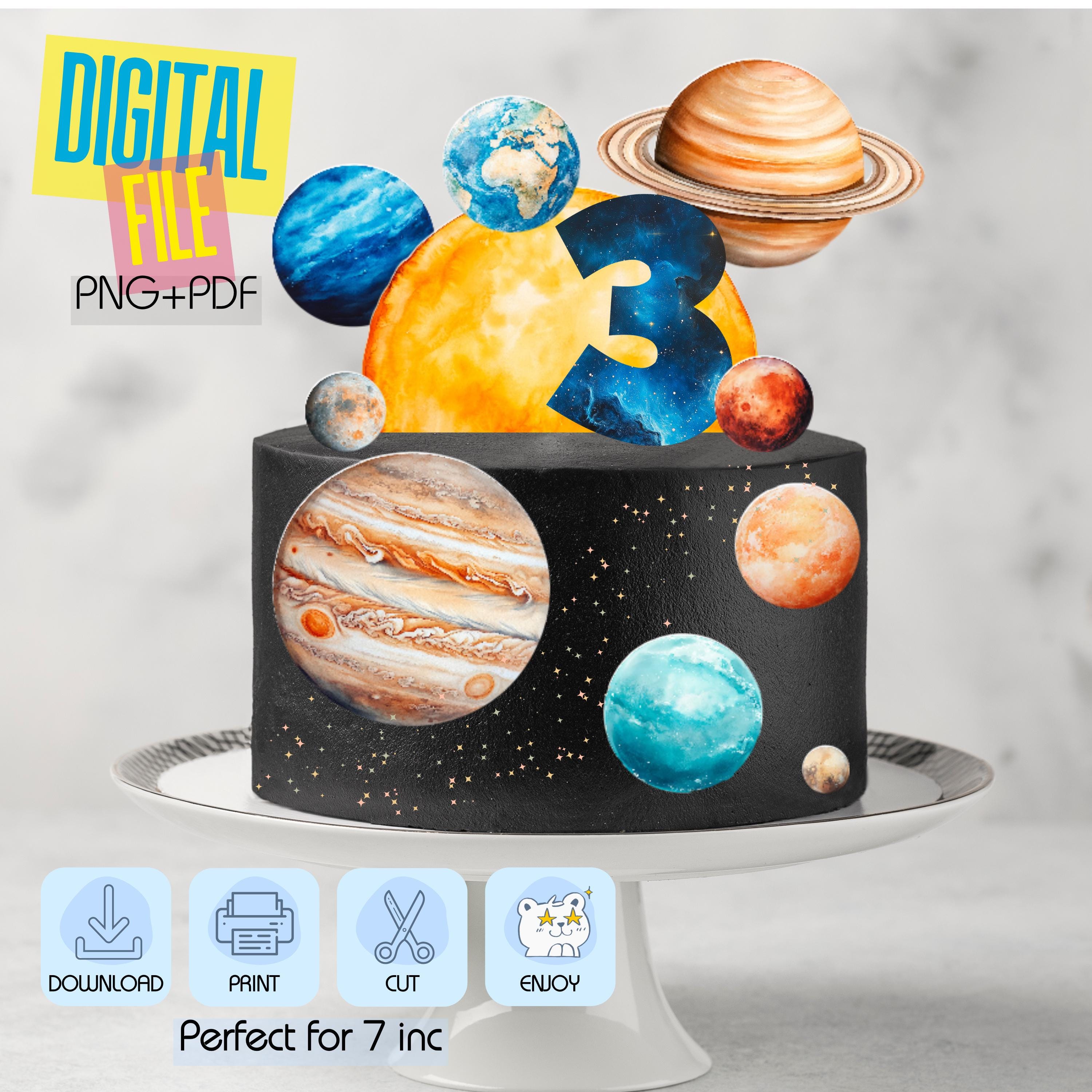 Galaxy Cake Topper With Numbers, Printable Kids and Adult Birthday ...