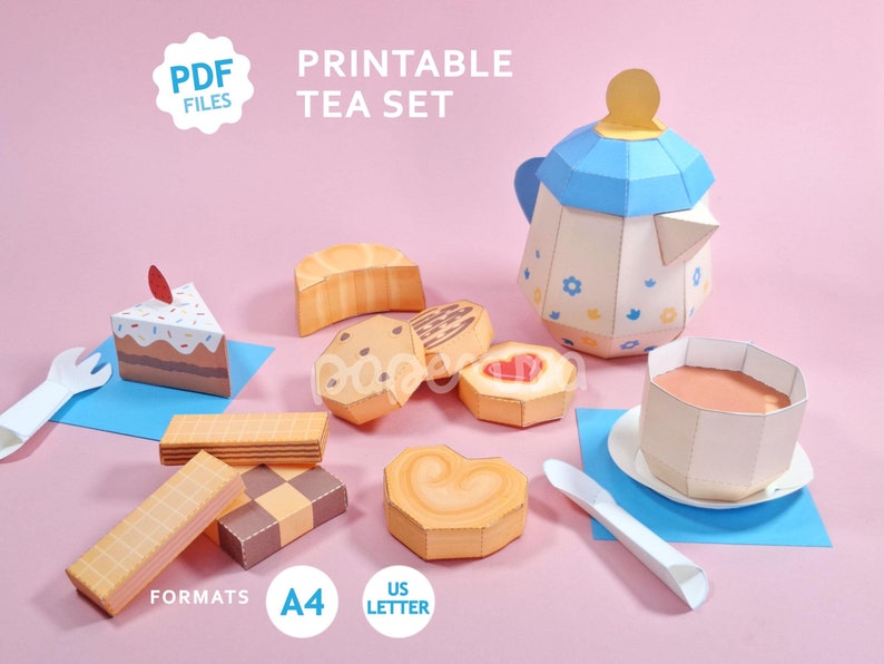 Printable Pretend Play Tea Set | DIY Papercraft With Teapot, Cups ...