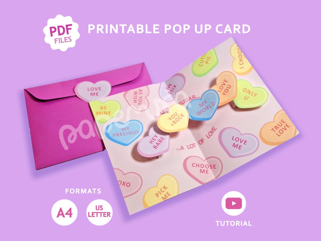 Printable Pop-up Card DIY Valentines Day Card Digital Download With ...
