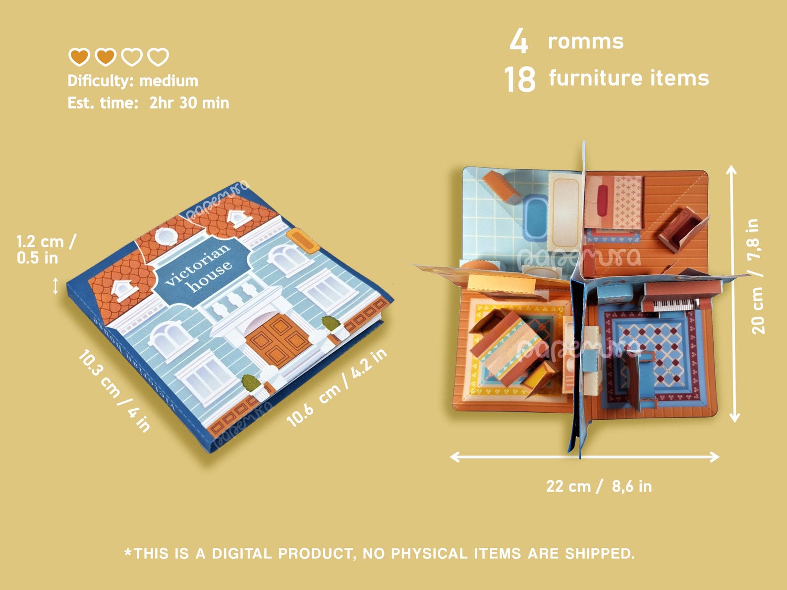 Victorian Dollhouse Pop-up Book Template: DIY Miniature Furniture ...