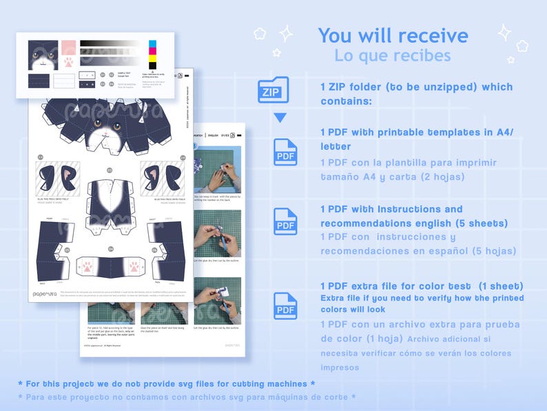 3D Cat Papercraft Template PDF | Low Poly (colored Version) | Cute ...