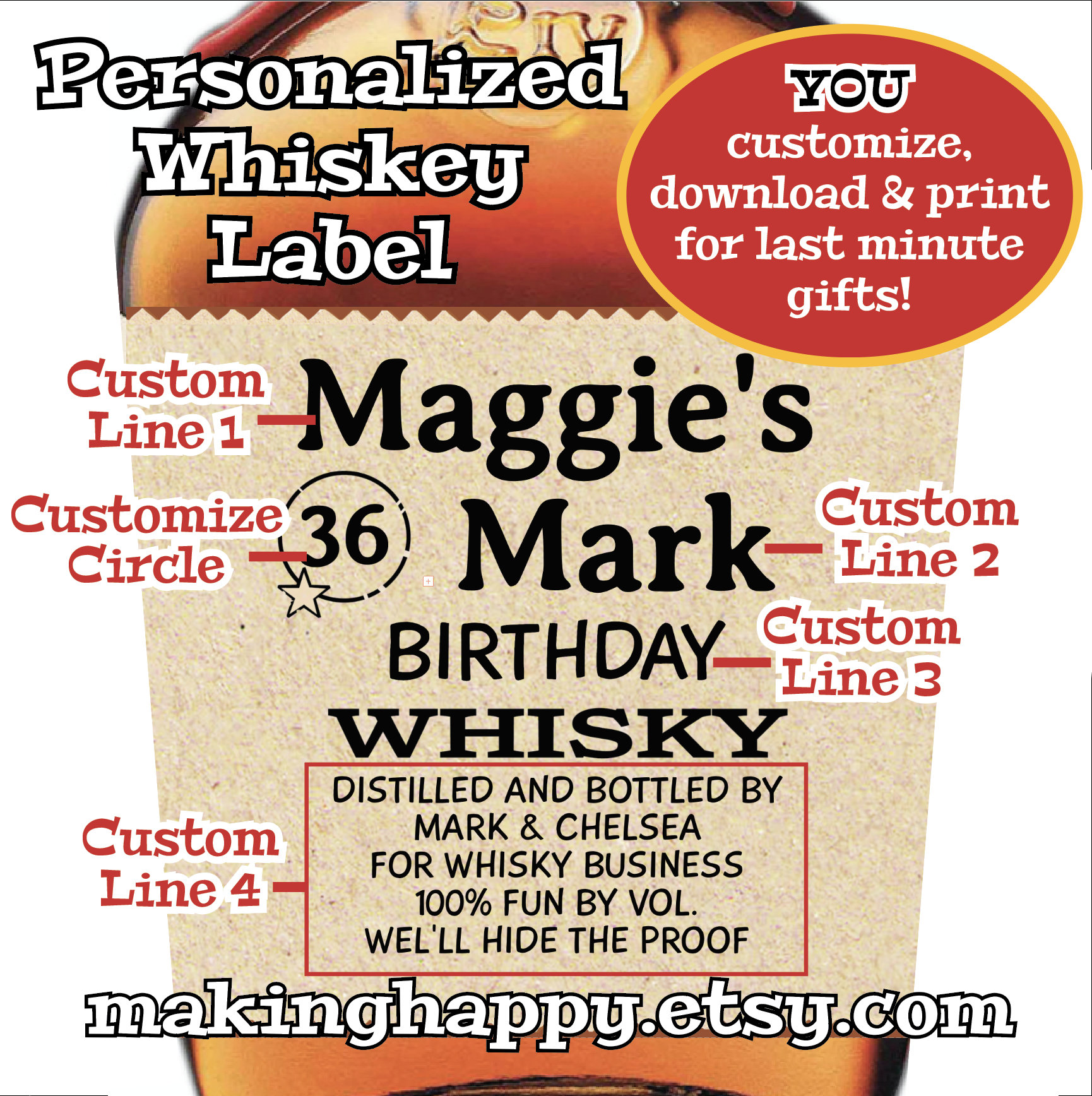 DIY Make Your Mark Custom Whisky Whiskey Label-great Birthday | Etsy