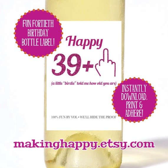 INSTANT DOWNLOAD Fun middle Finger 40th Birthday - Etsy