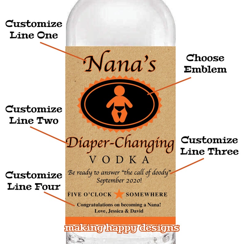 Personalized Vodka Bottle Label, Custom Occasion Emblem (vinyl or ...