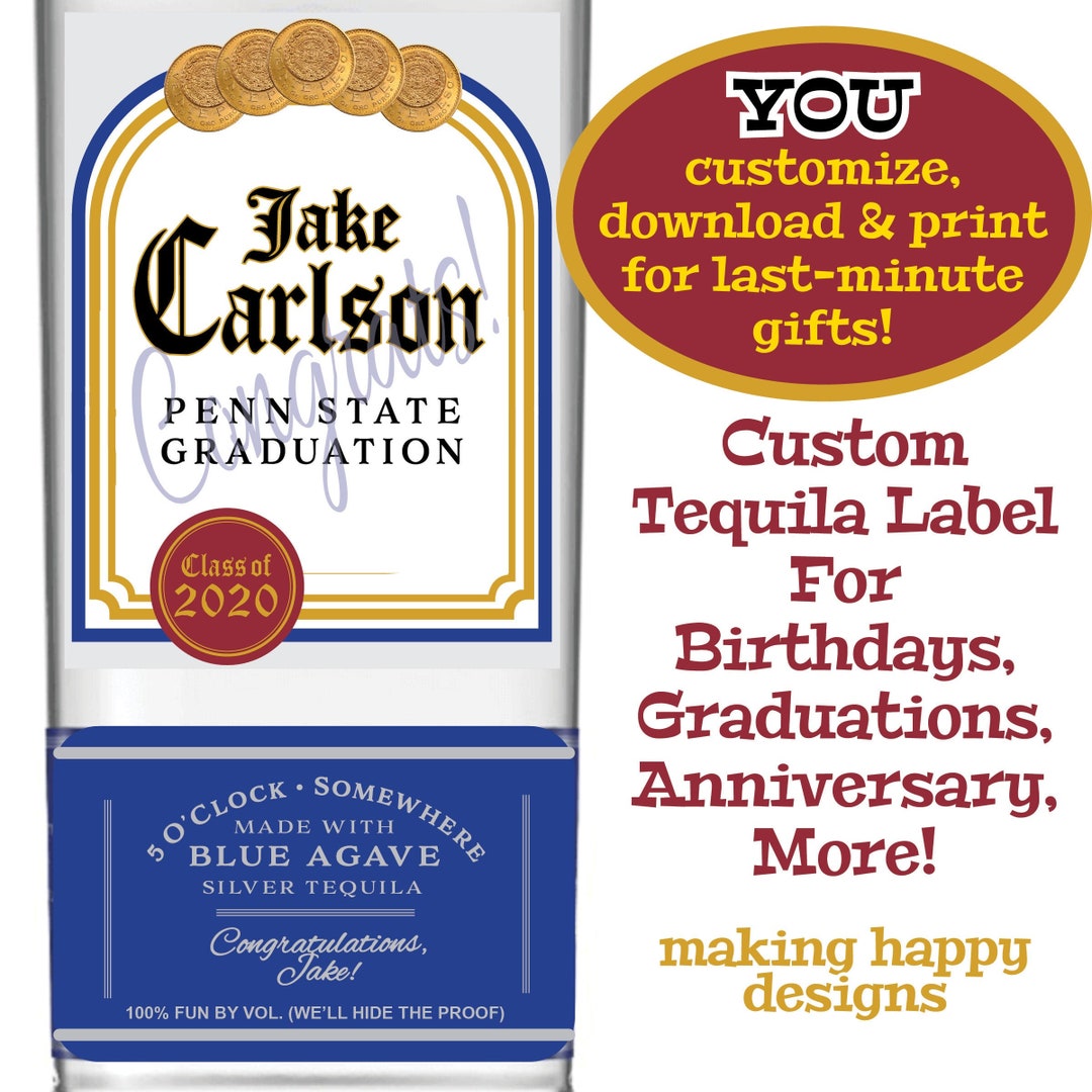 DIY Silver Tequila Parody Bottle Label for Birthday, Graduation ...