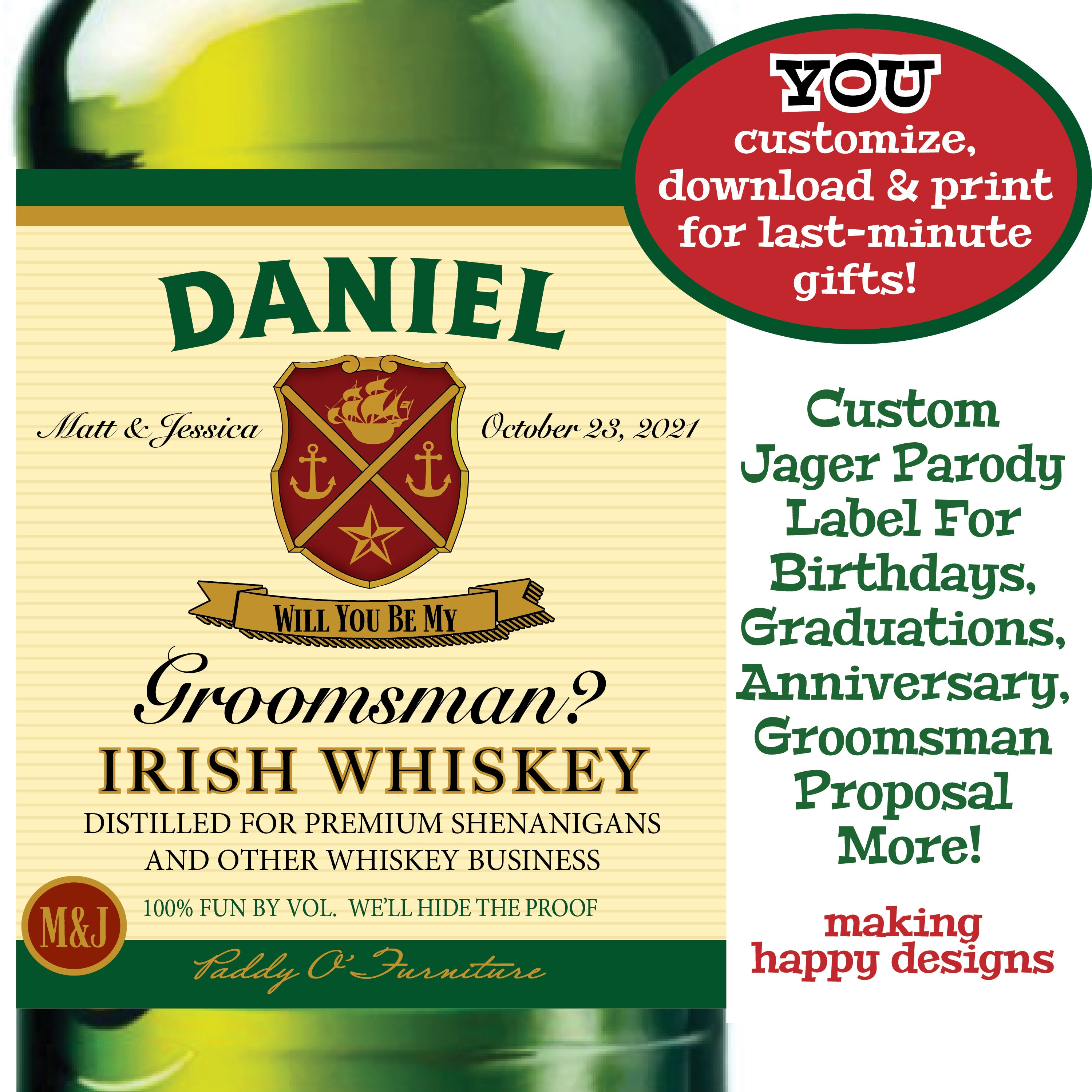 DIY Make Your Mark Custom Whisky Whiskey Label-great Birthday | Etsy