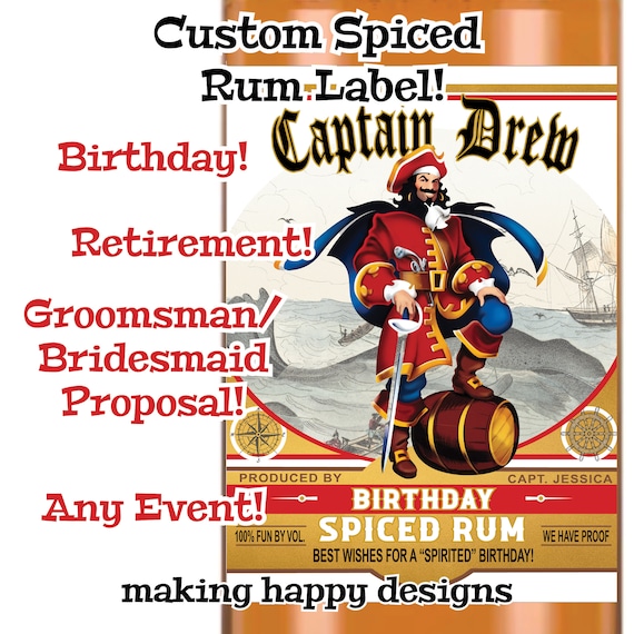 Spiced Rum Parody Label Personalized Gift for Birthday | Etsy
