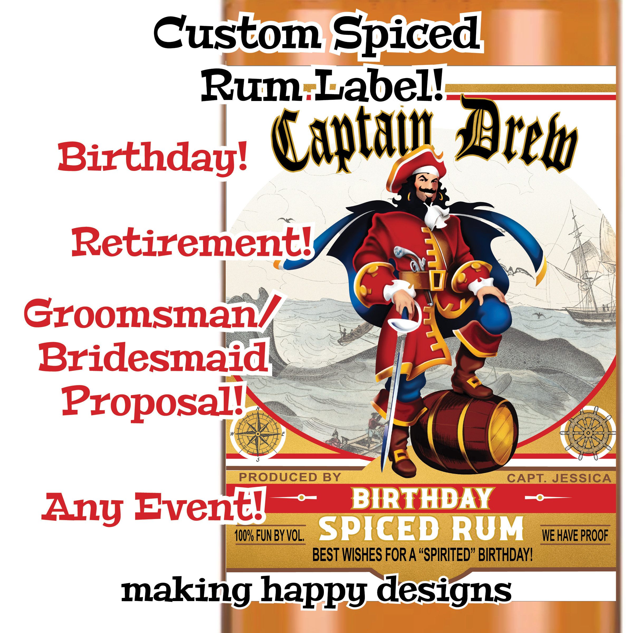 2" Captain Morgan Spiced Rum Company Decal Sticker, 48% OFF
