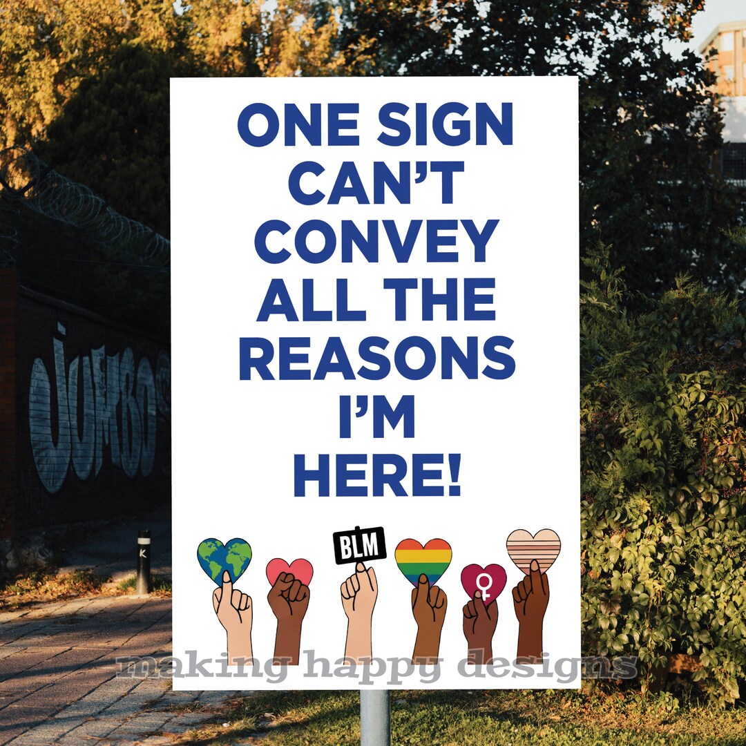 Protest Sign Printable – Diversity, Women's Rights, BLM (digital ...