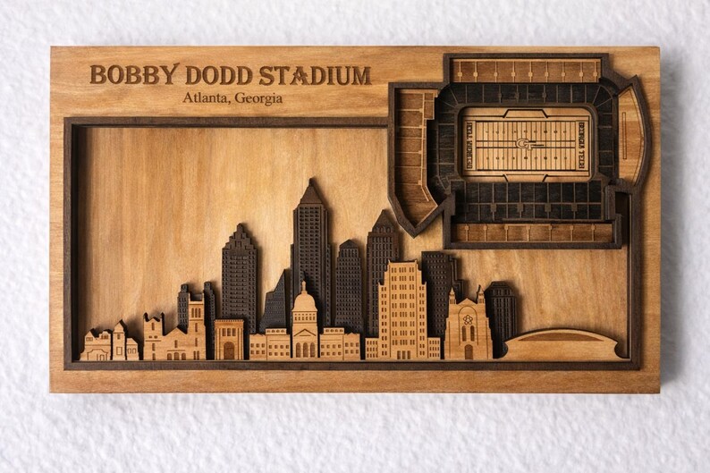 Bobby Dodd Stadium Wooden Wall Art – Georgia Tech Football Gift – 3D ...