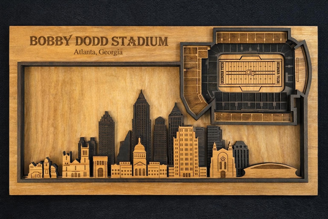 Bobby Dodd Stadium Wooden Wall Art – Georgia Tech Football Gift – 3D ...