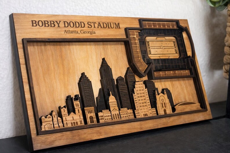 Bobby Dodd Stadium Wooden Wall Art – Georgia Tech Football Gift – 3D ...