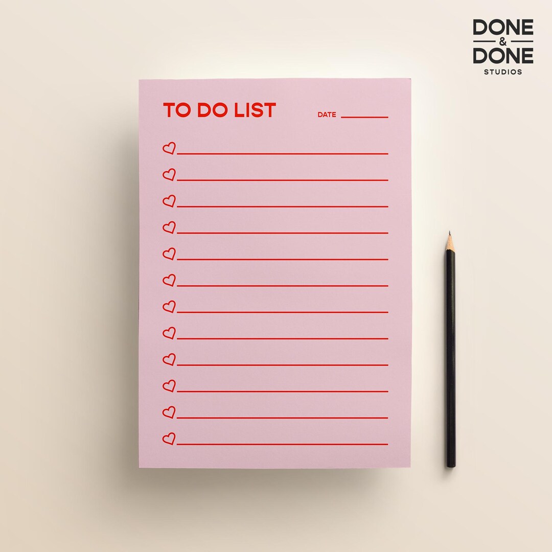 Heart Shaped to Do List Printable, Pink & White Planner (digital ...