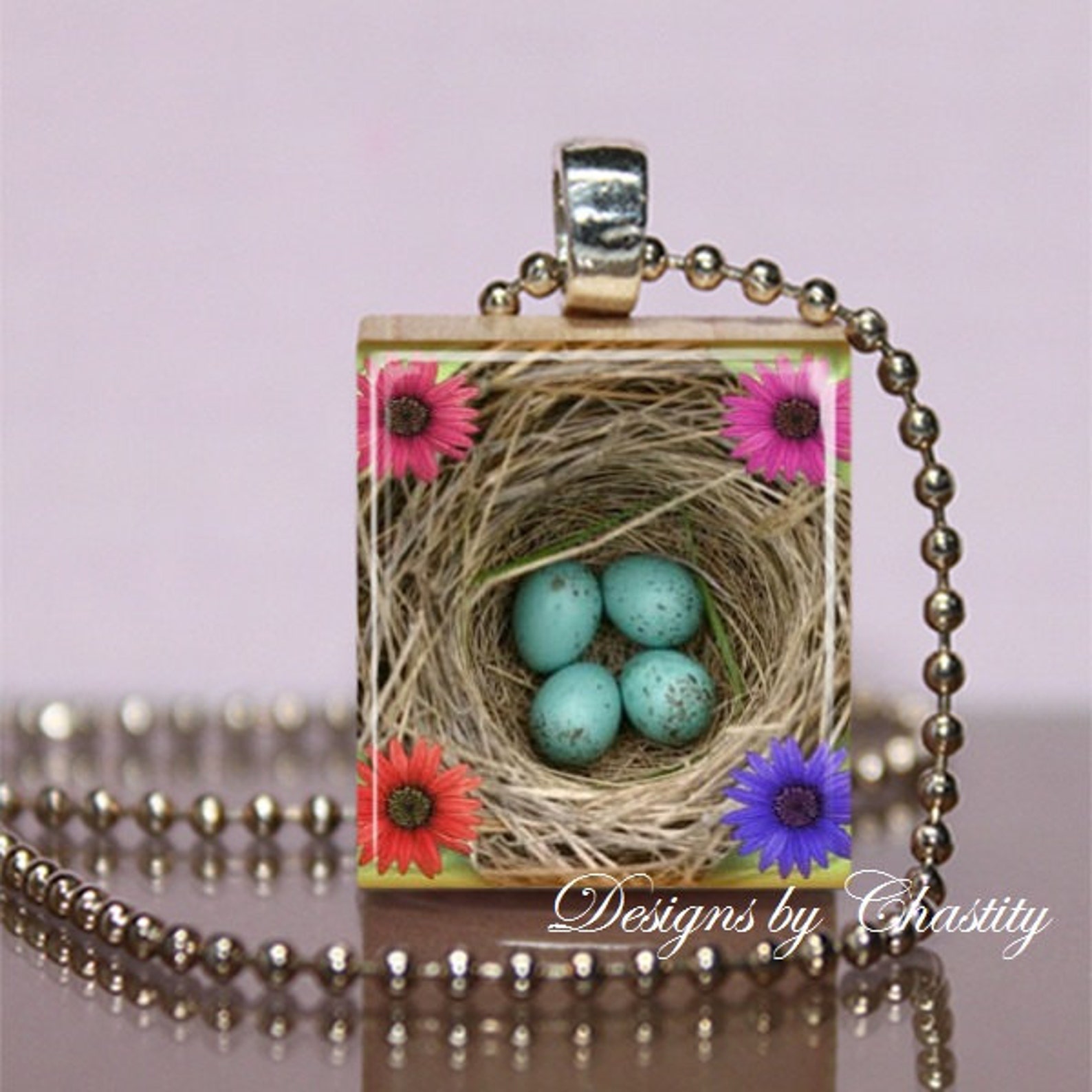 Robin Egg Bird Nest Scrabble Necklace - Etsy