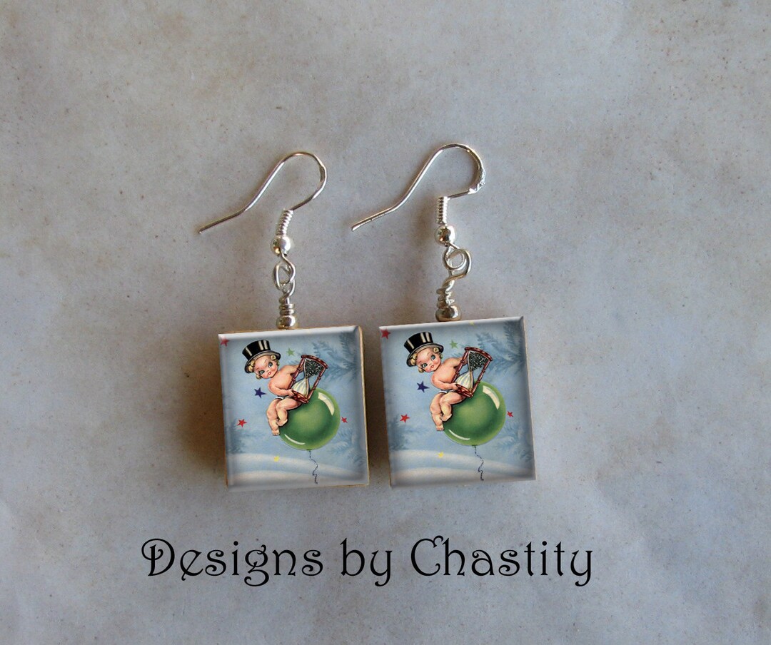Baby New Year Scrabble Earrings - Etsy