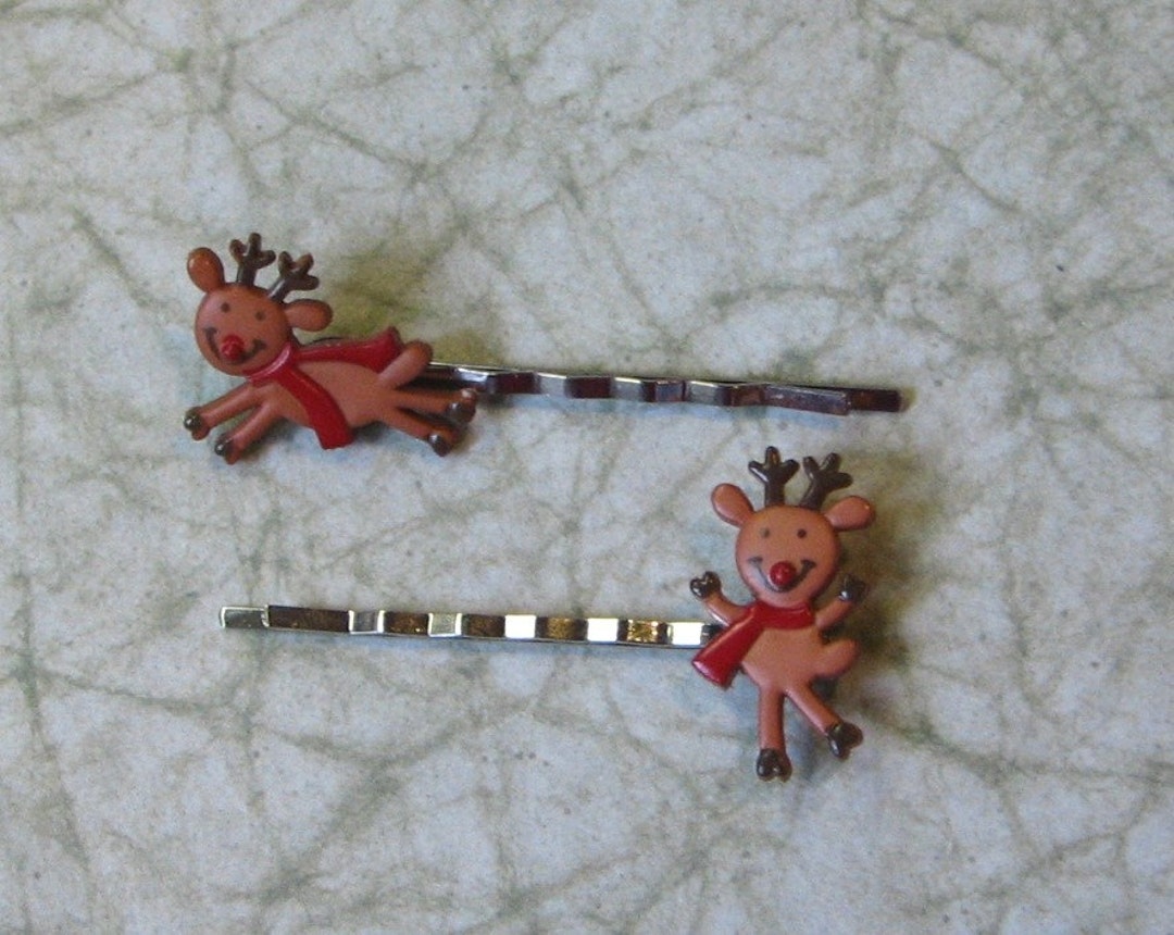 Rudolph the Red-nosed Reindeer Bobby Pins - Christmas Deer Hair Pins - Etsy