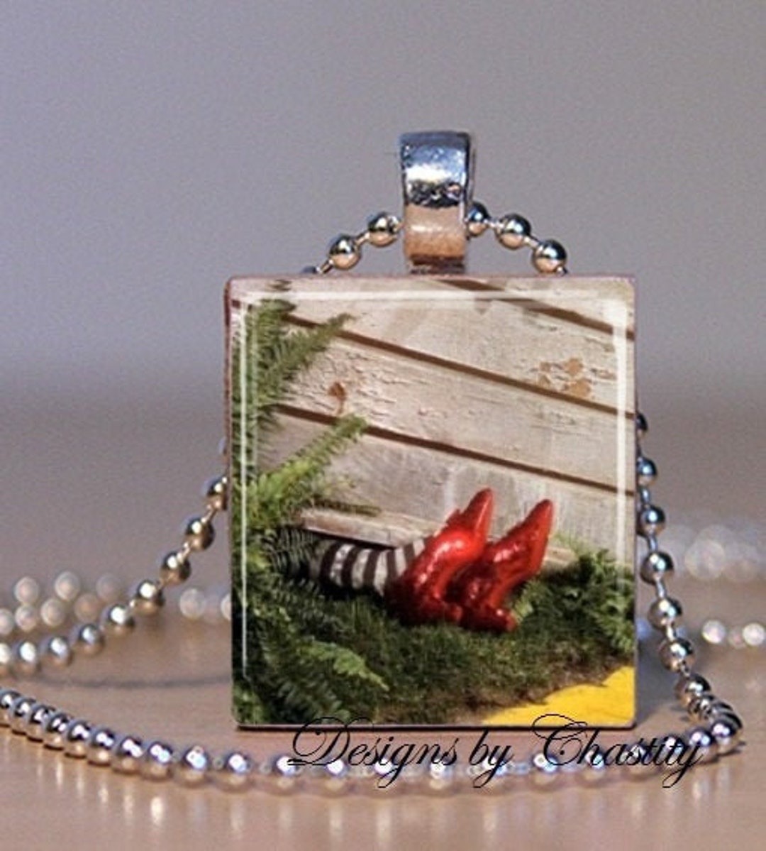 Wicked Witch is Dead Rubby Red Slippers Scrabble Charm Necklace Elphaba ...