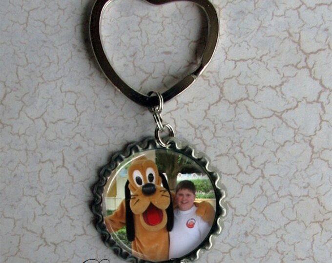 Custom Photo Bottle Cap Key Chain - Heart - Etsy