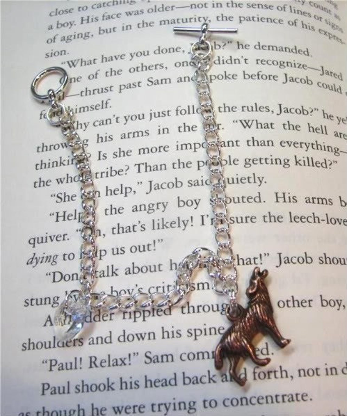Twilight Charm Bracelet Swarovski Heart and Wolf - Etsy