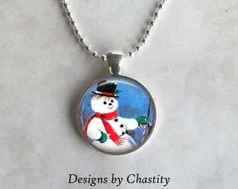 Glass Snowman Necklace - Etsy